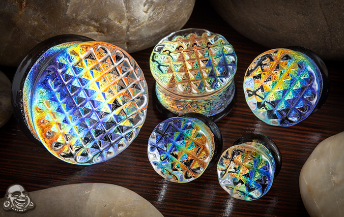 Custom Order Dichroic Foil Waffle Textured Pyrex Plug