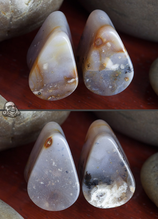 Dendritic Moss Agate Teardrop Plugs
