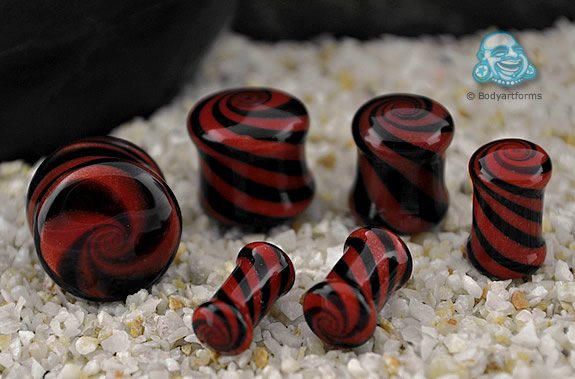 Black And Red Candy Swirl Plugs