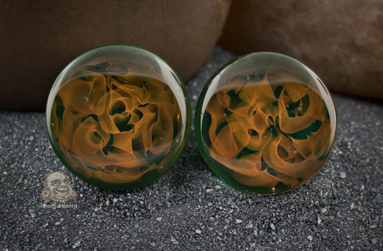 Pyrex Glass Orange On Indigo Sparkle Smoke Choke Plugs