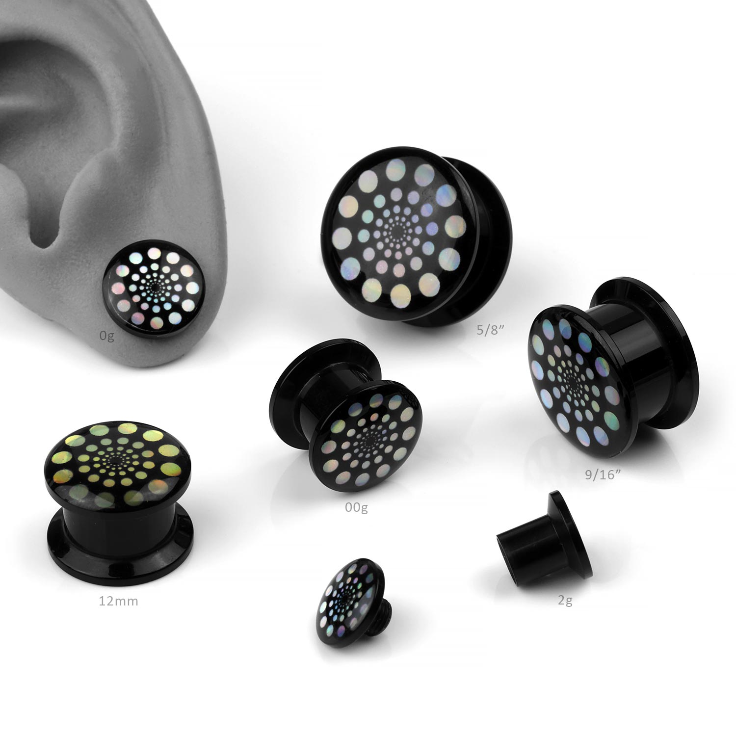 Internally Threaded Acrylic Hypnotic Irridescent Plugs