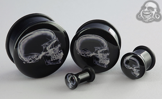 Acrylic X Ray Skull Plugs (Side View)