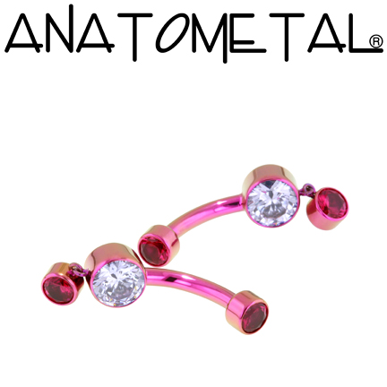 Custom Order Titanium Bezel Set Gemmed Dangle Navel