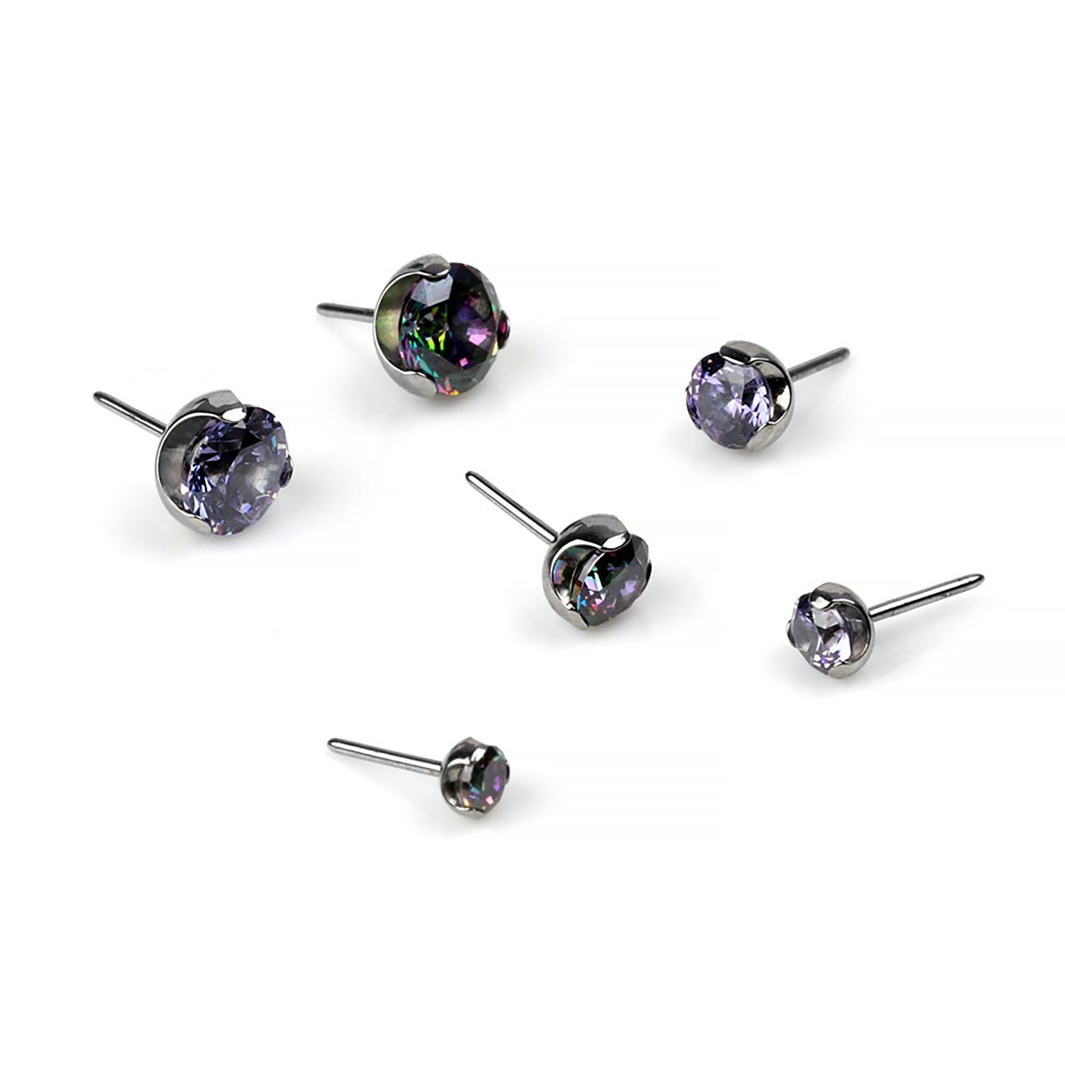 B.c.d Titanium Prong Set Faceted Gem Threadless Ends