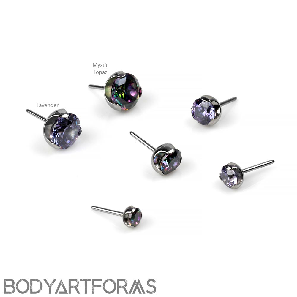 Custom Order Titanium Prong Set Faceted Gem Threadless Ends