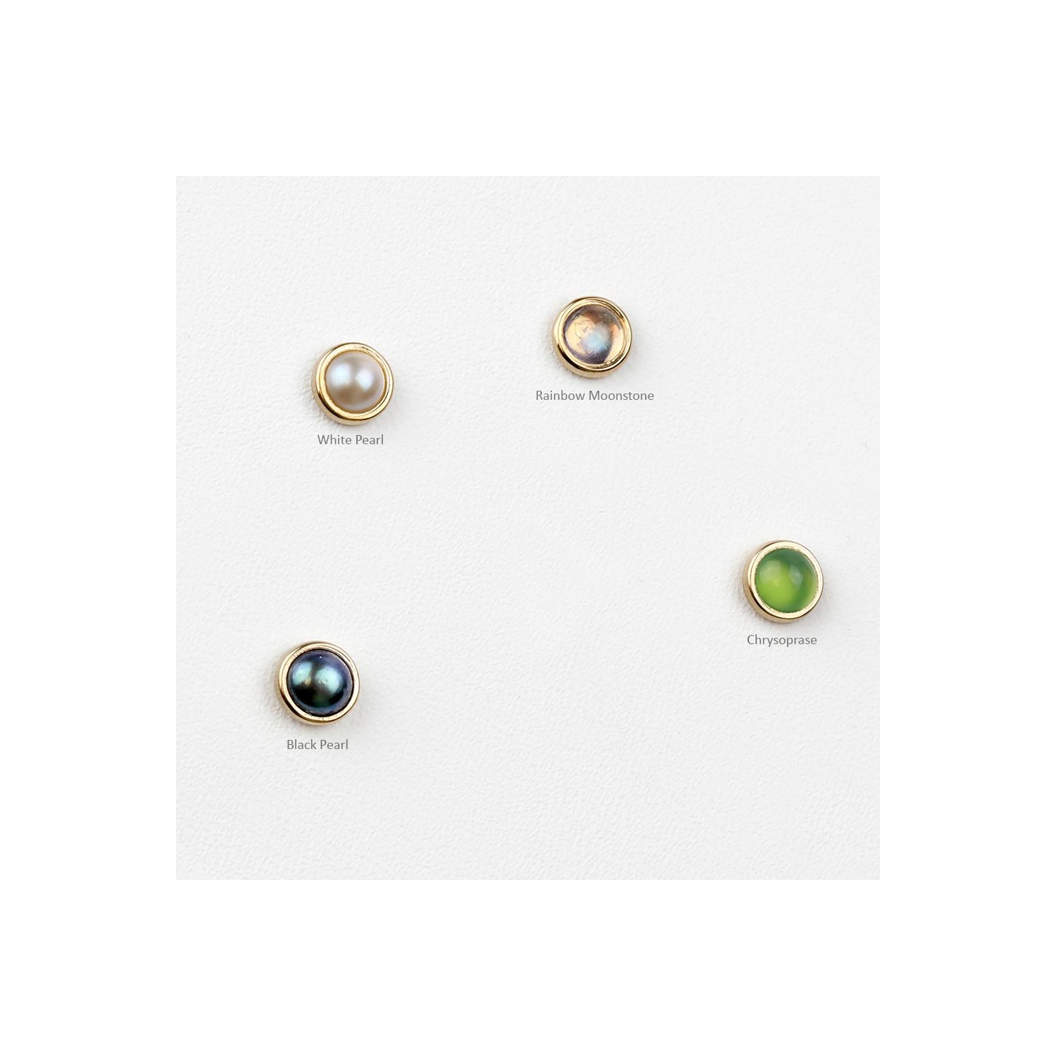 14k Gold Super Flat Threadless End With Genuine Stone