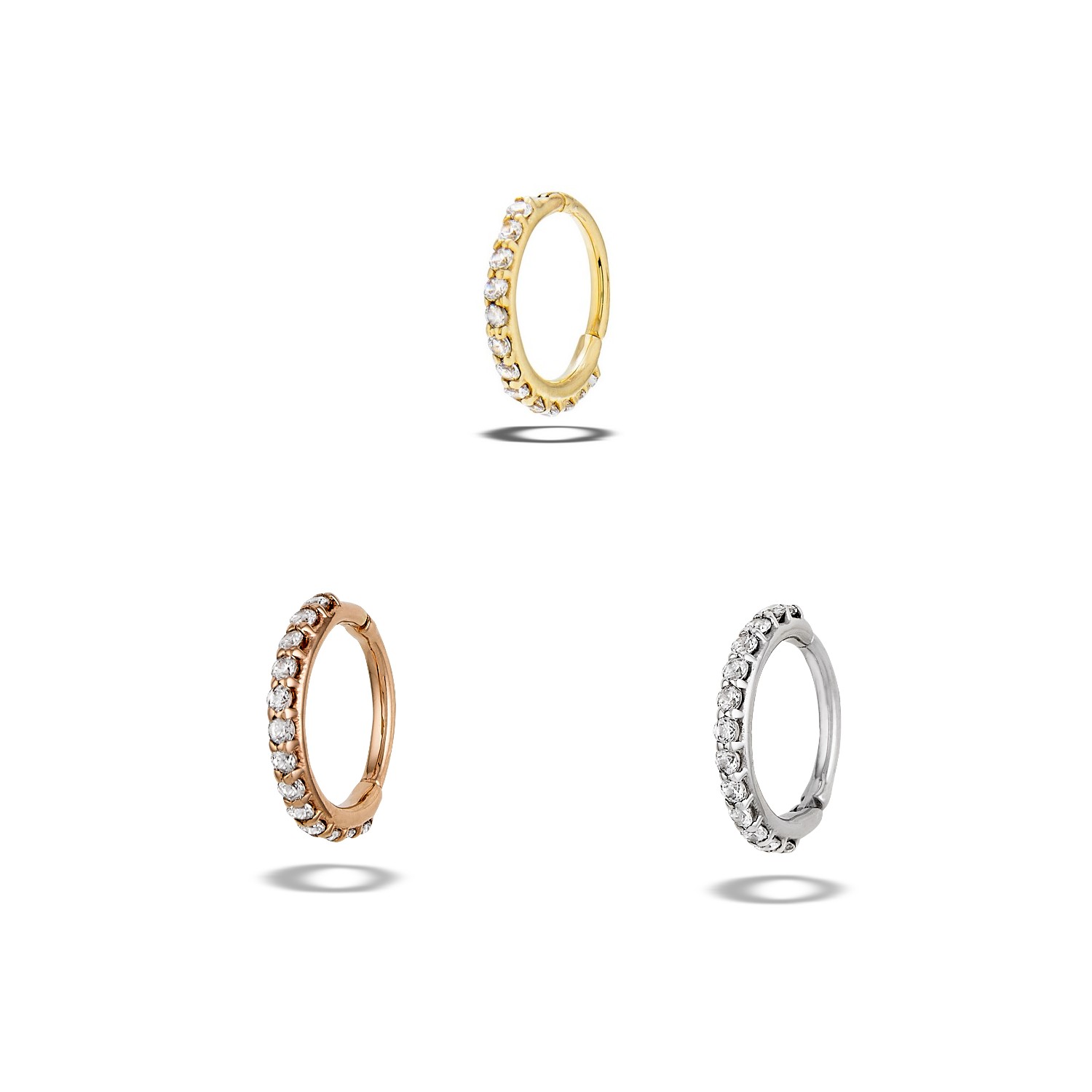 Custom Order 14k Gold Vertical Gemmed Clicker Jsr040