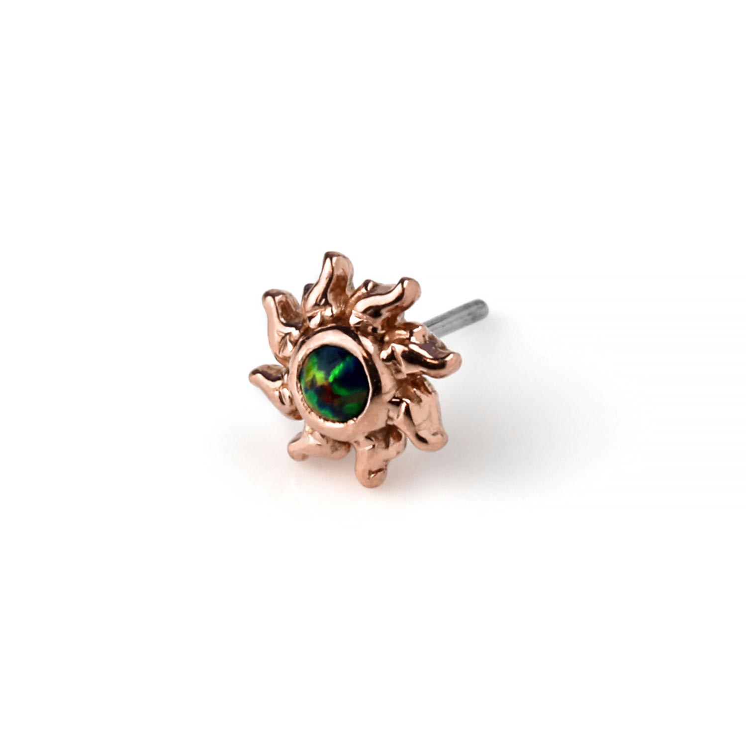 14k Gold Threadless Sun End With Synthetic Opals
