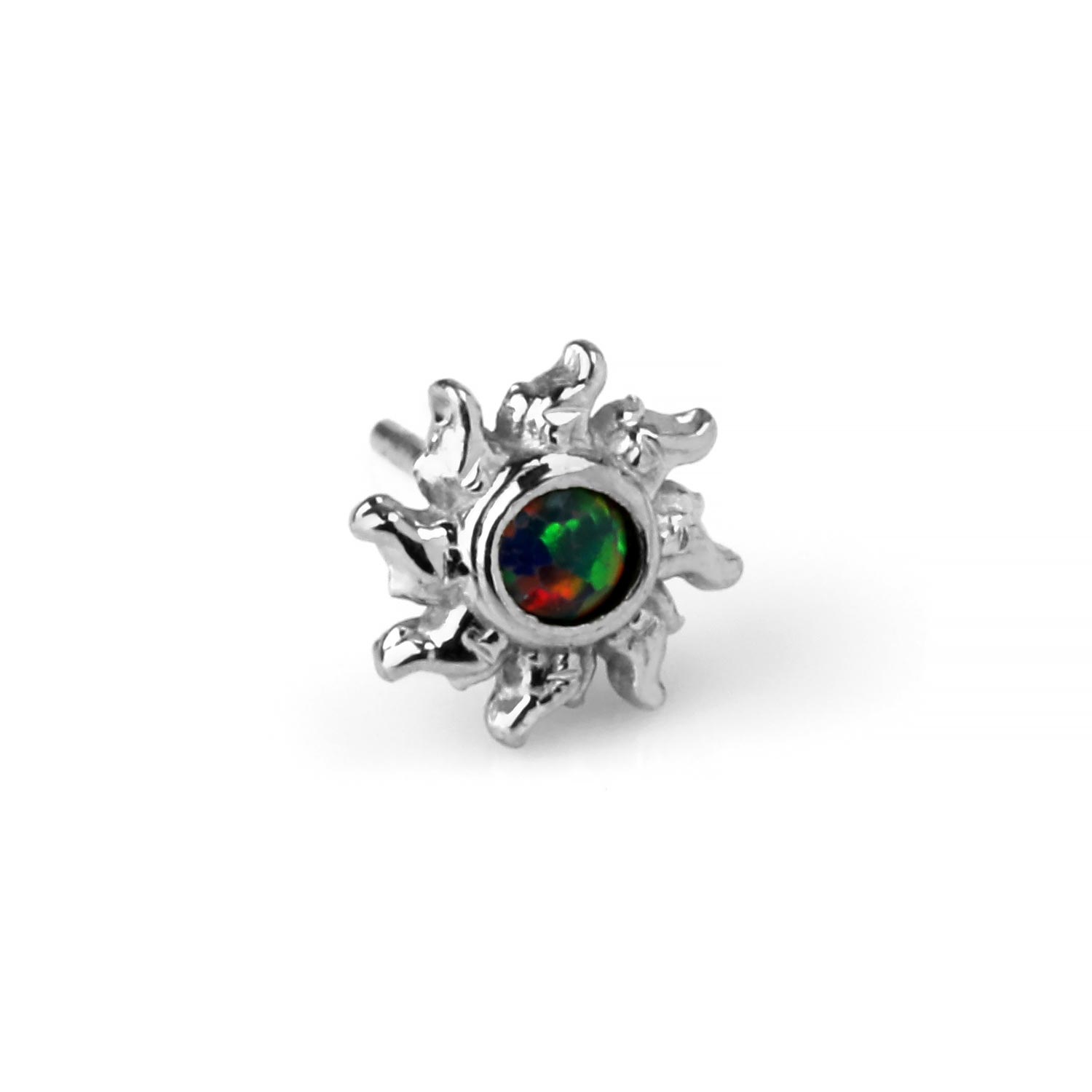 14k Gold Threadless Sun End With Synthetic Opals