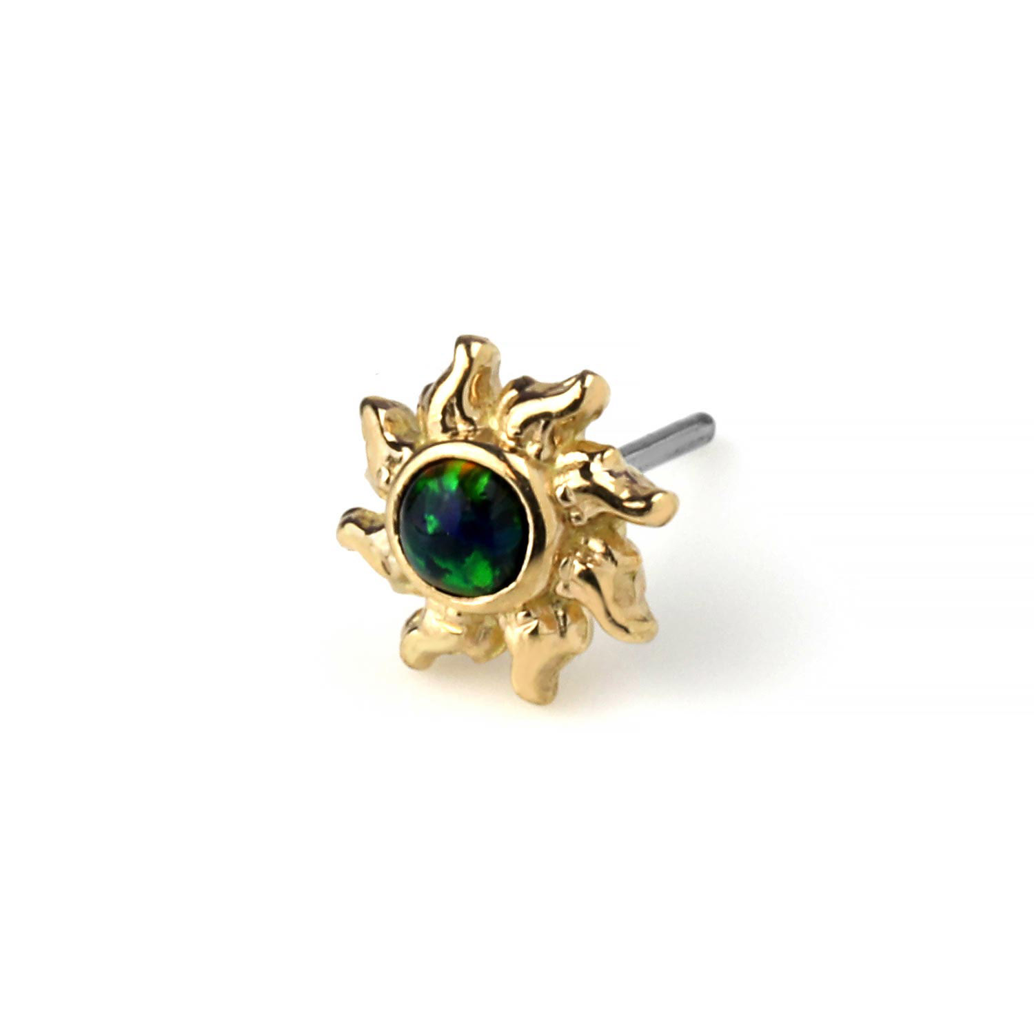 14k Gold Threadless Sun End With Synthetic Opals