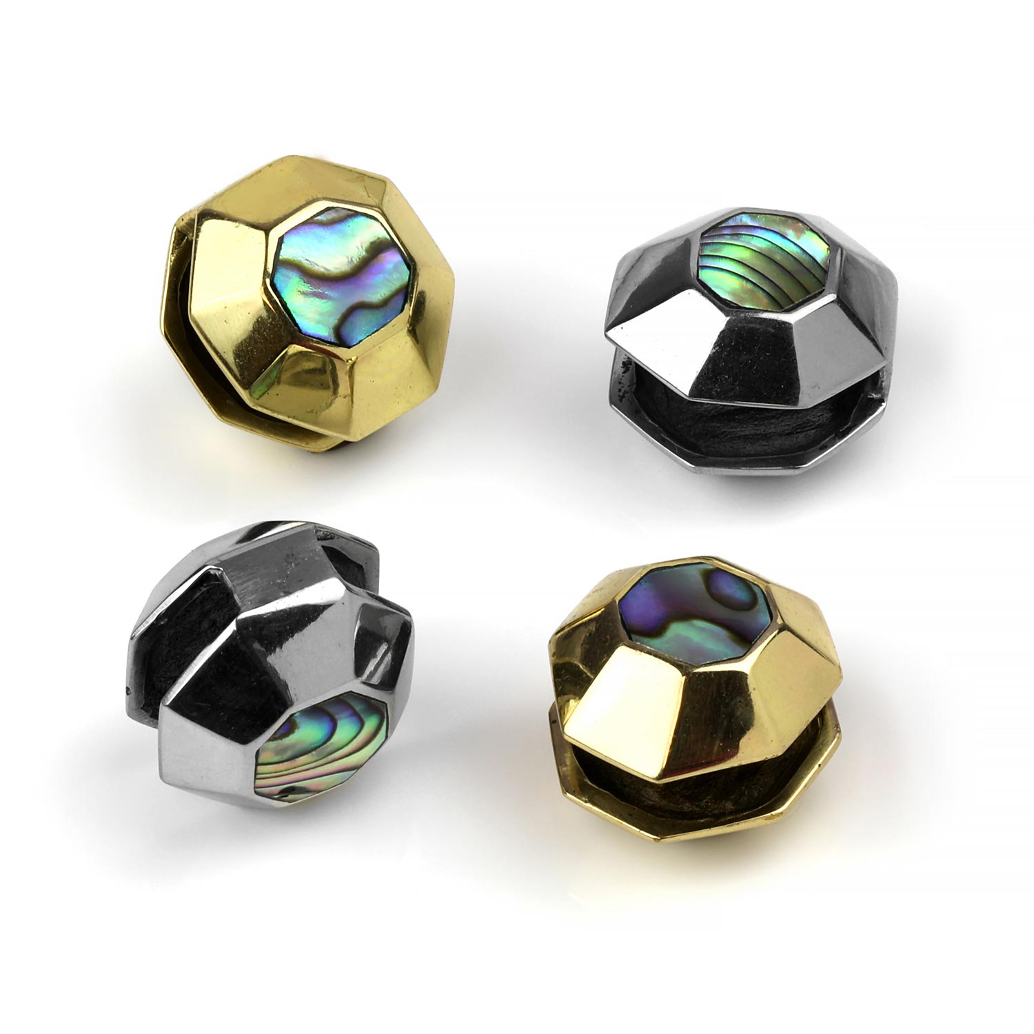 Geometric Weights In White Brass And Brass Shell