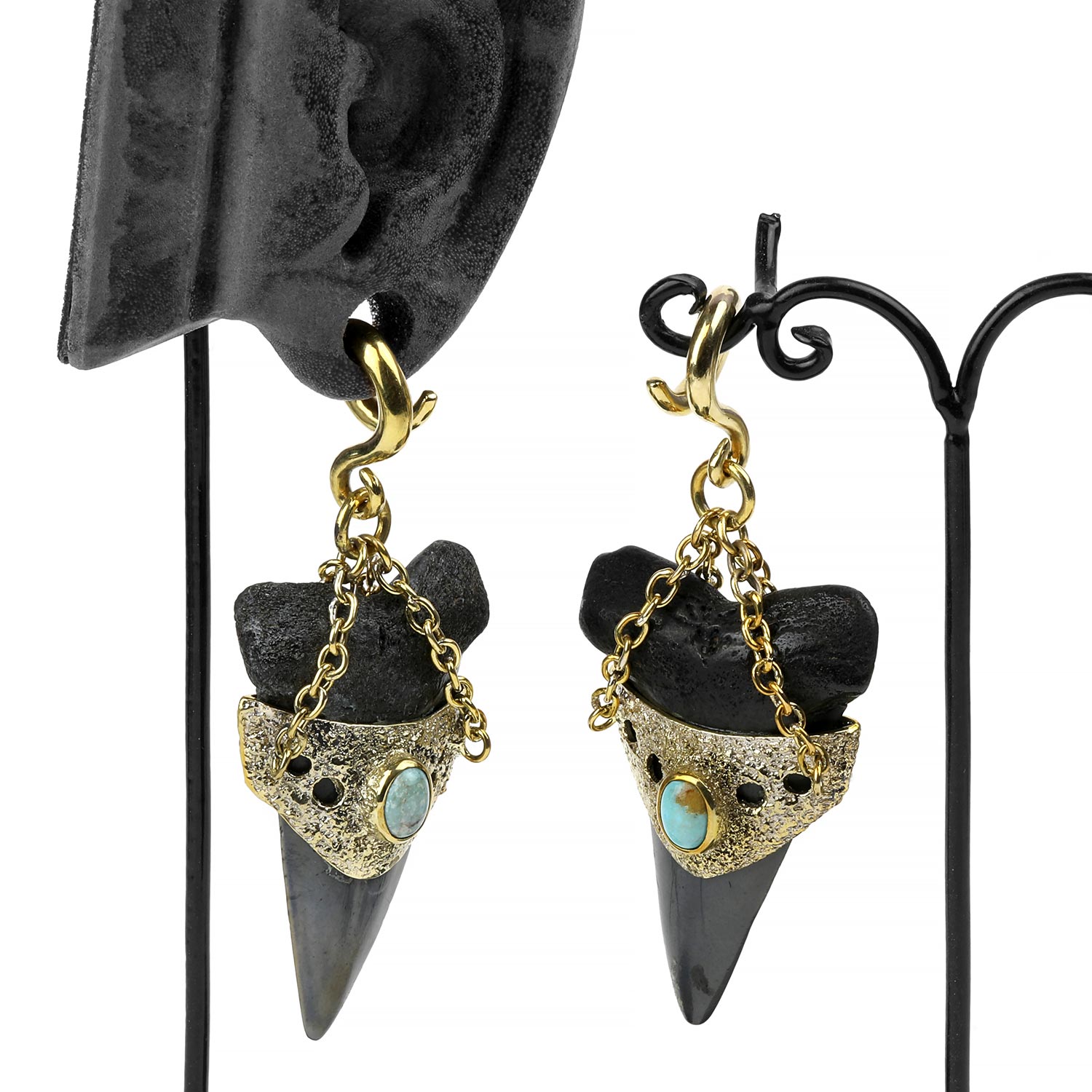 Brass Meg Teeth With Turquoise Weights