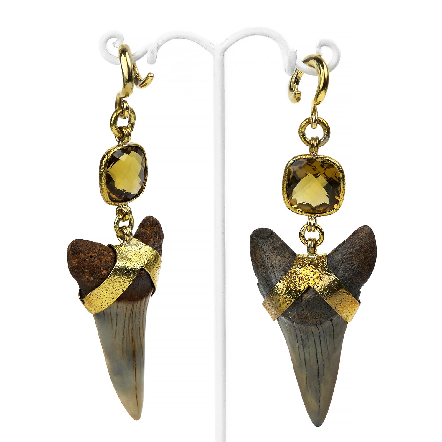 Brass Meg Teeth With Honey Quartz Weights