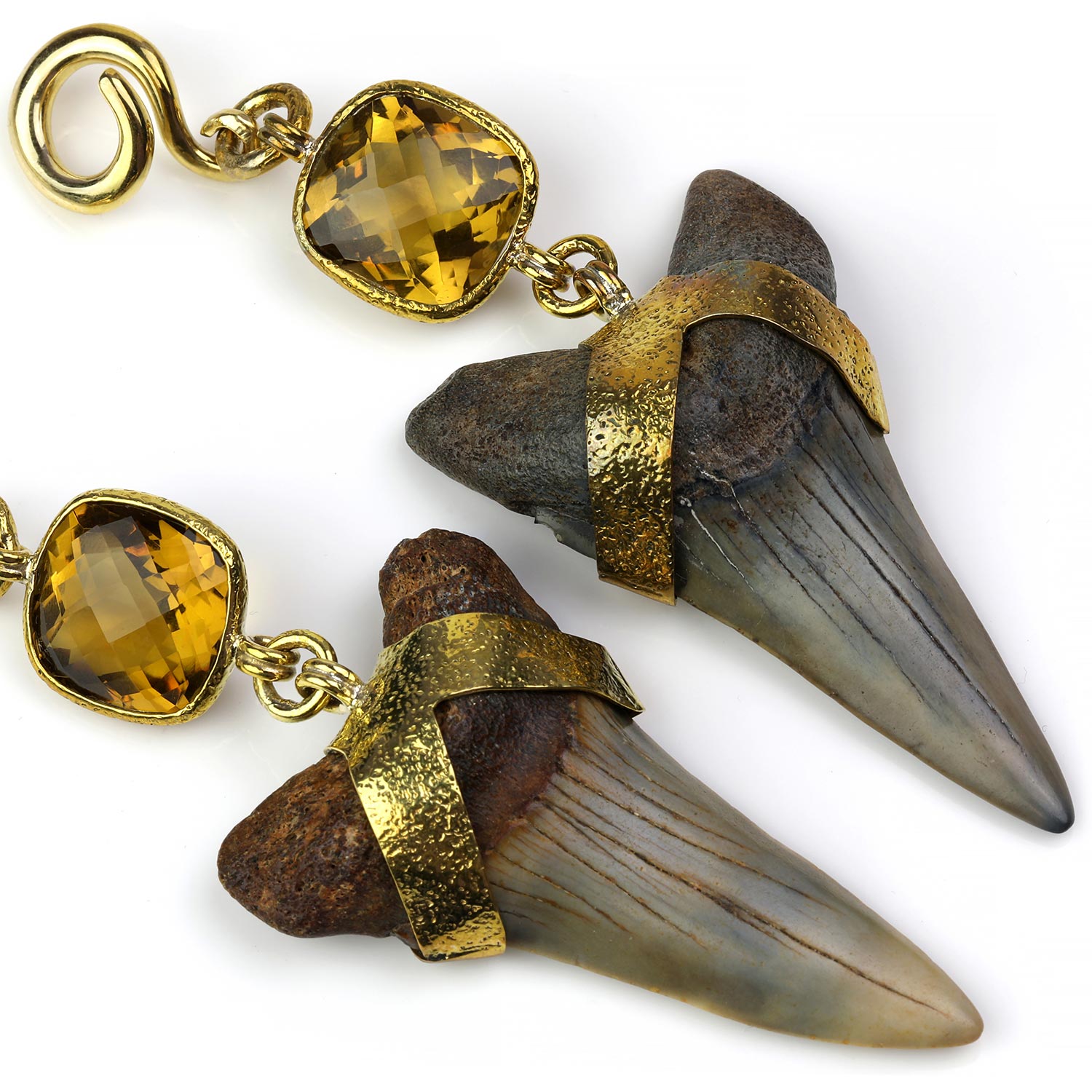 Brass Meg Teeth With Honey Quartz Weights