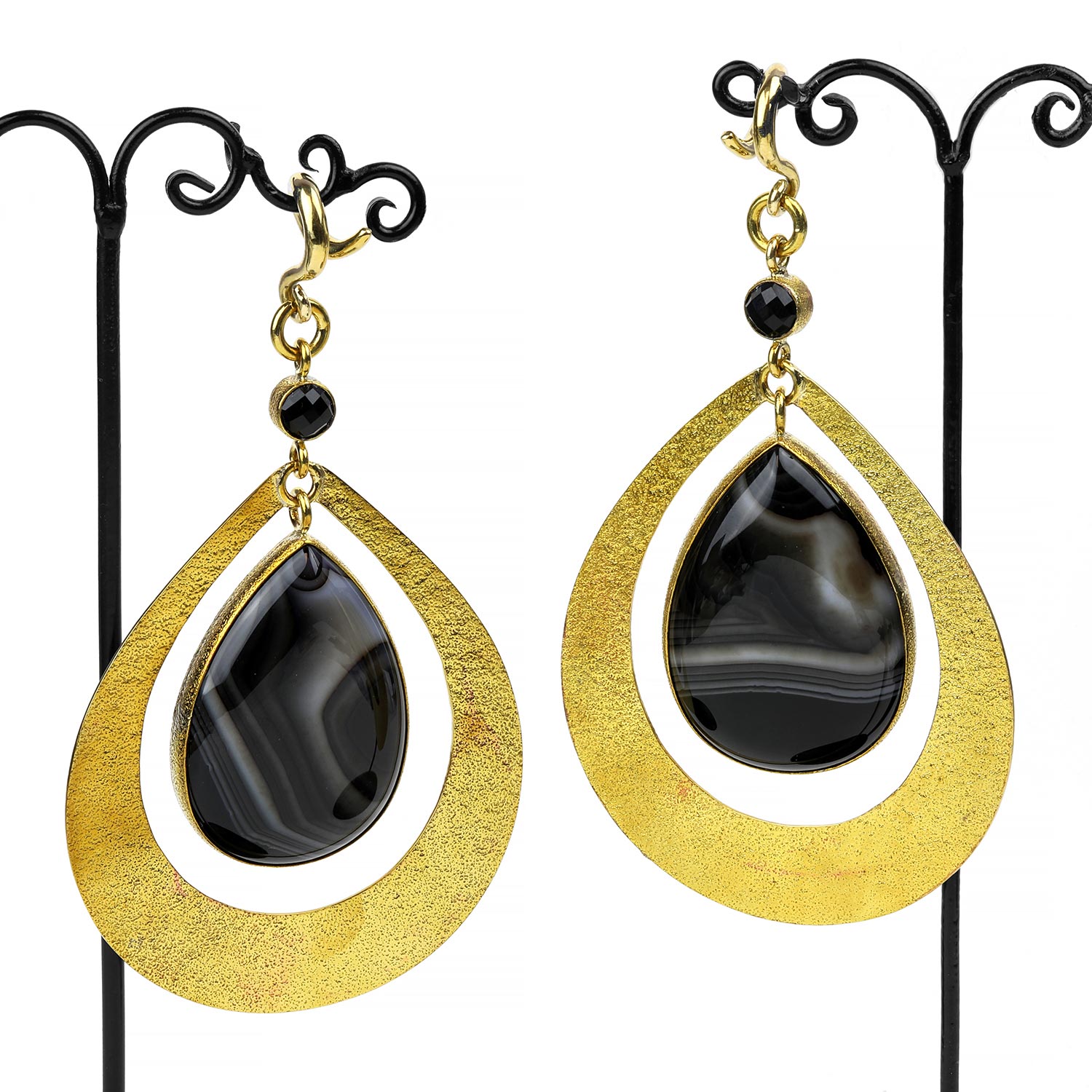 Distressed Brass & Agate Dangle Weights