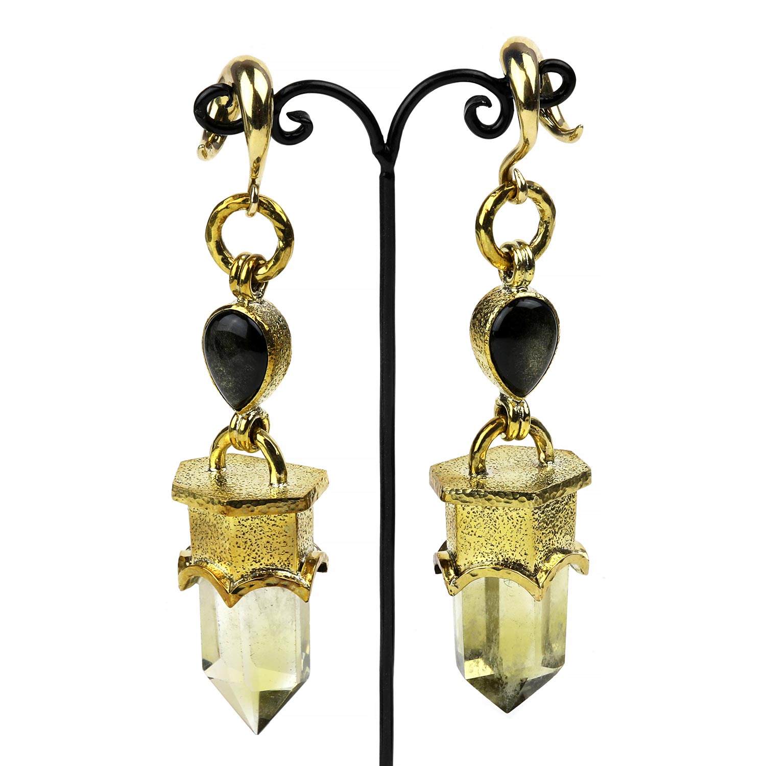 Golden Obsidian & Citrine Stretched Lobe Weights