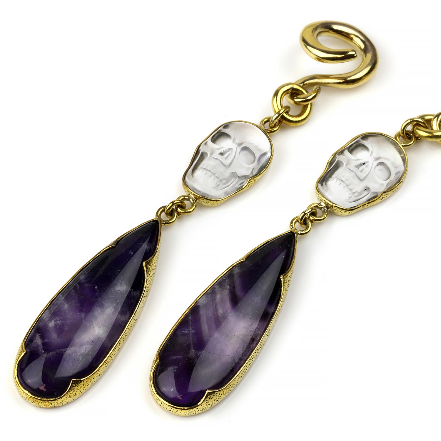 Solid Brass Crystal Skulls & Amethyst Weights