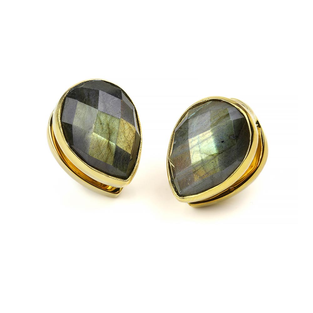 Labradorite Solid Brass Spade Weights Stretched Lobes