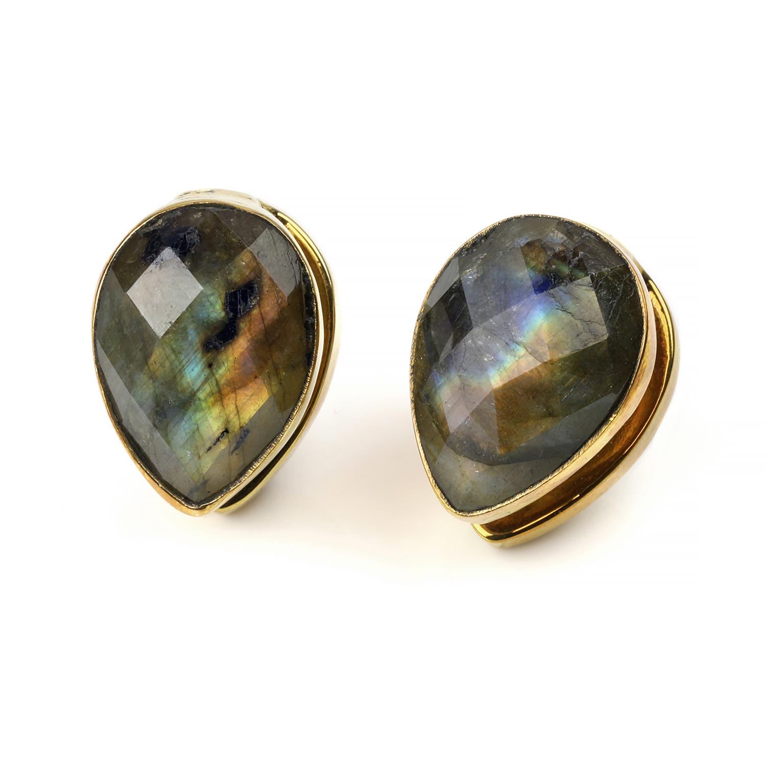 Solid Brass And Labradorite Spade Weights