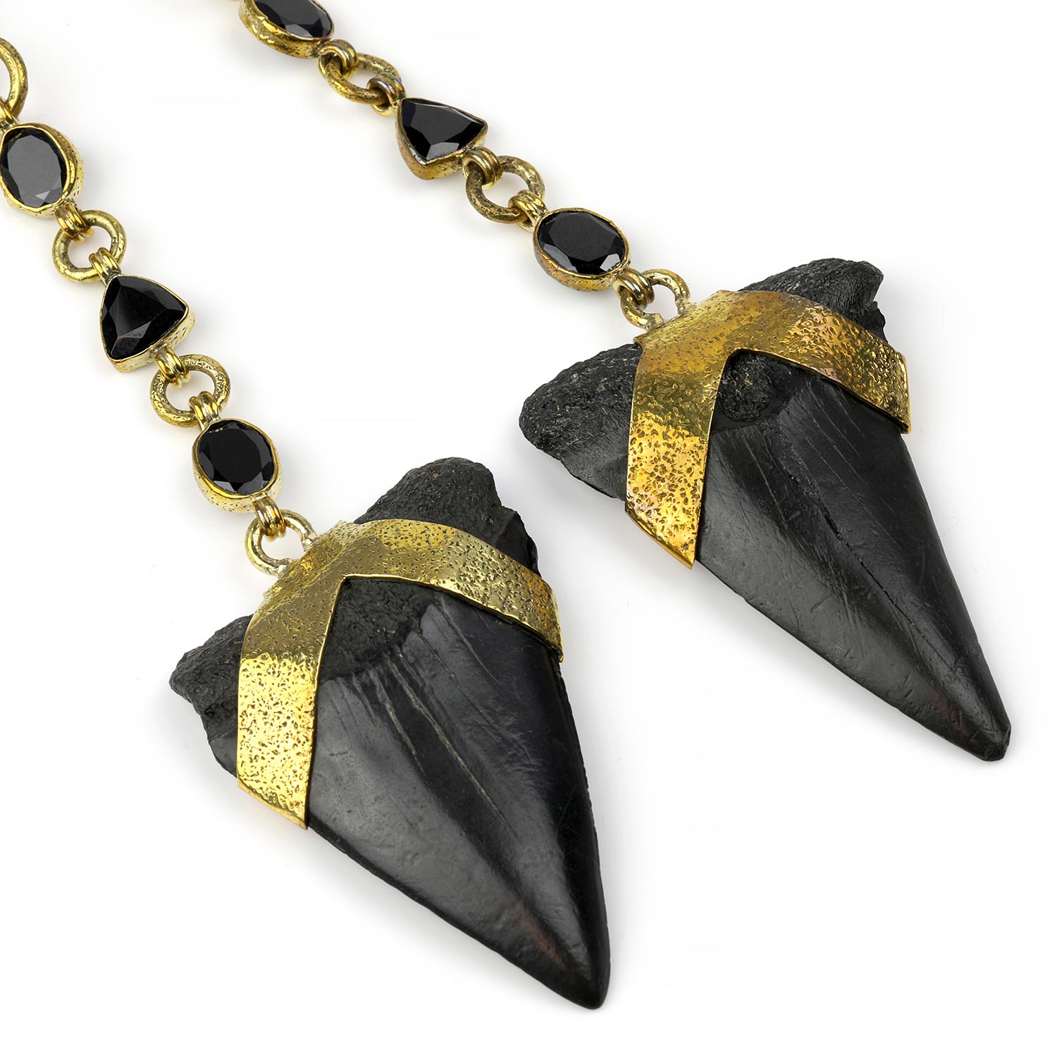 Brass Teeth With Obsidian Weights For Stretched Lobes