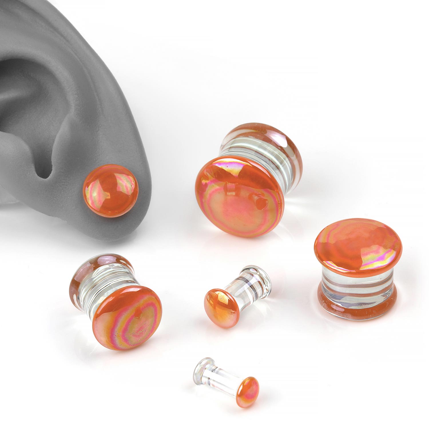 Glass Creamsicle Plugs For Stretched Lobes