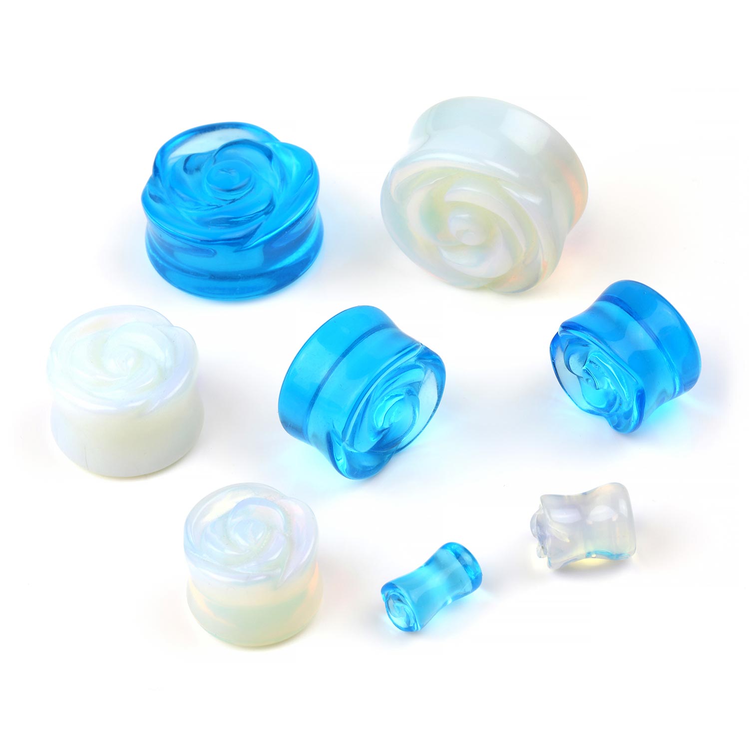 Double Flare Glass Rose Flower Plugs | Gauges
