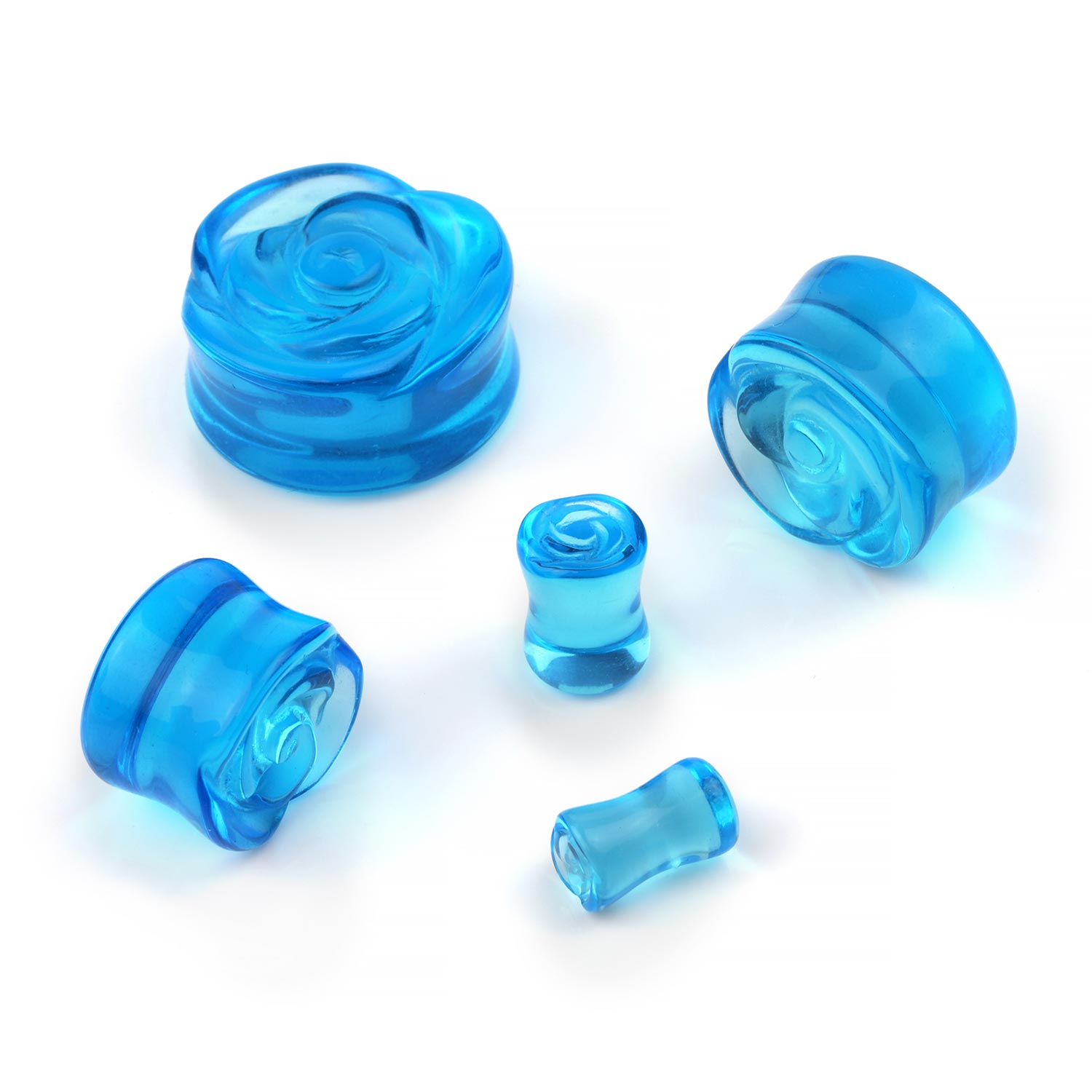 Double Flare Glass Rose Flower Plugs | Gauges
