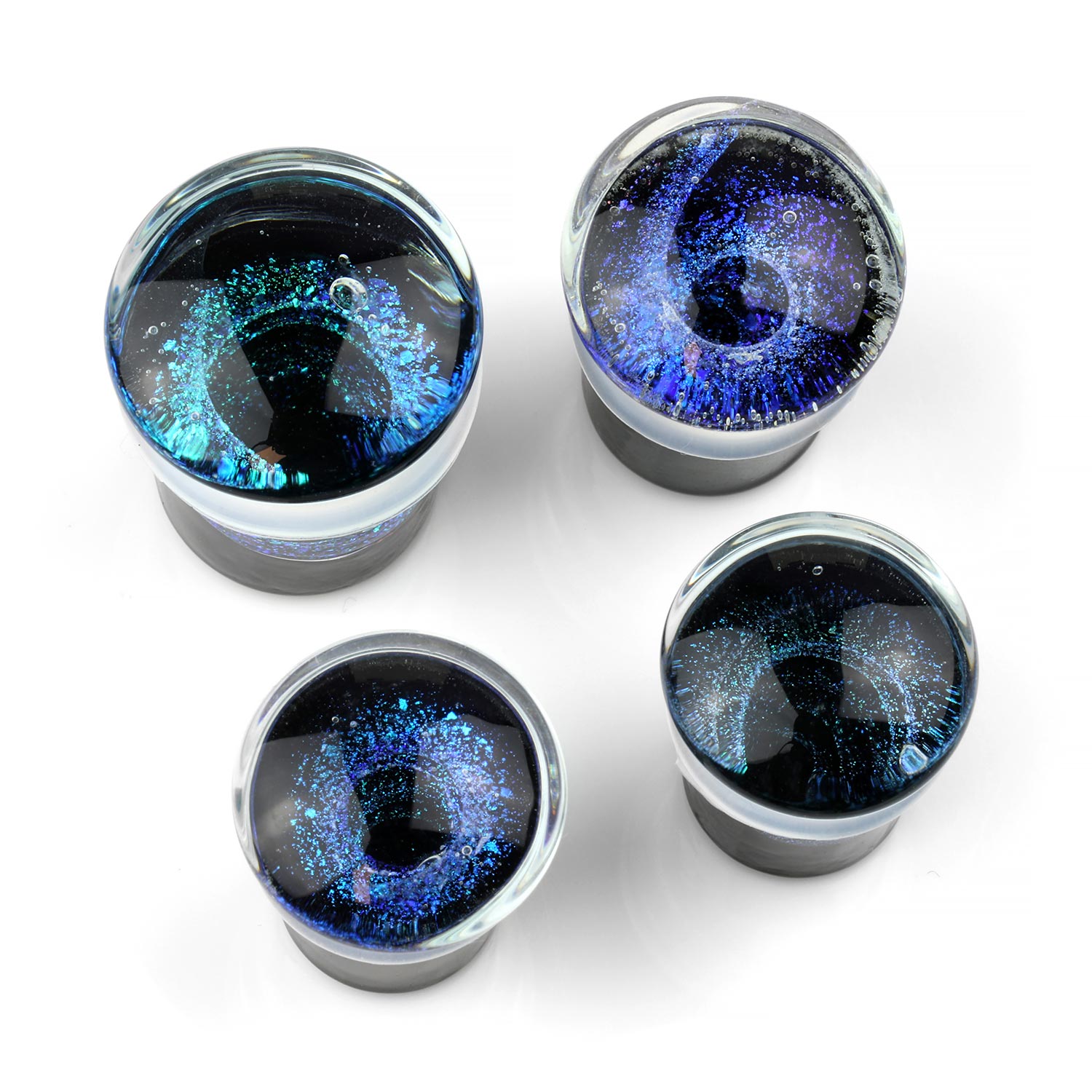 Quality Single Flare Blue Celestial Vortex Glass Plugs