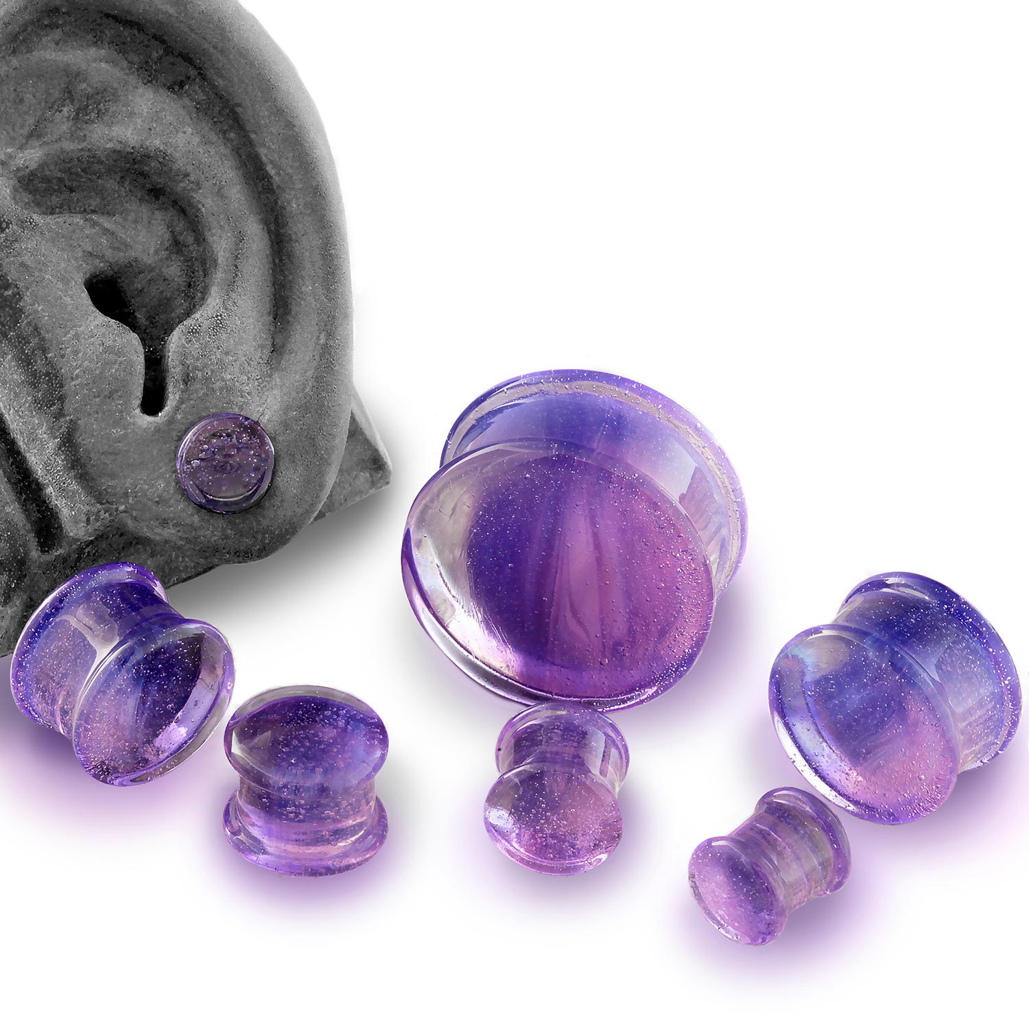 Custom Order Purple Haze Fade Glass Plugs