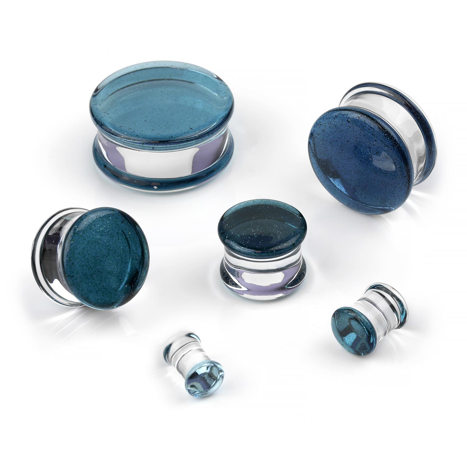 Double Flare Sparkle Glass Colorfront Plugs