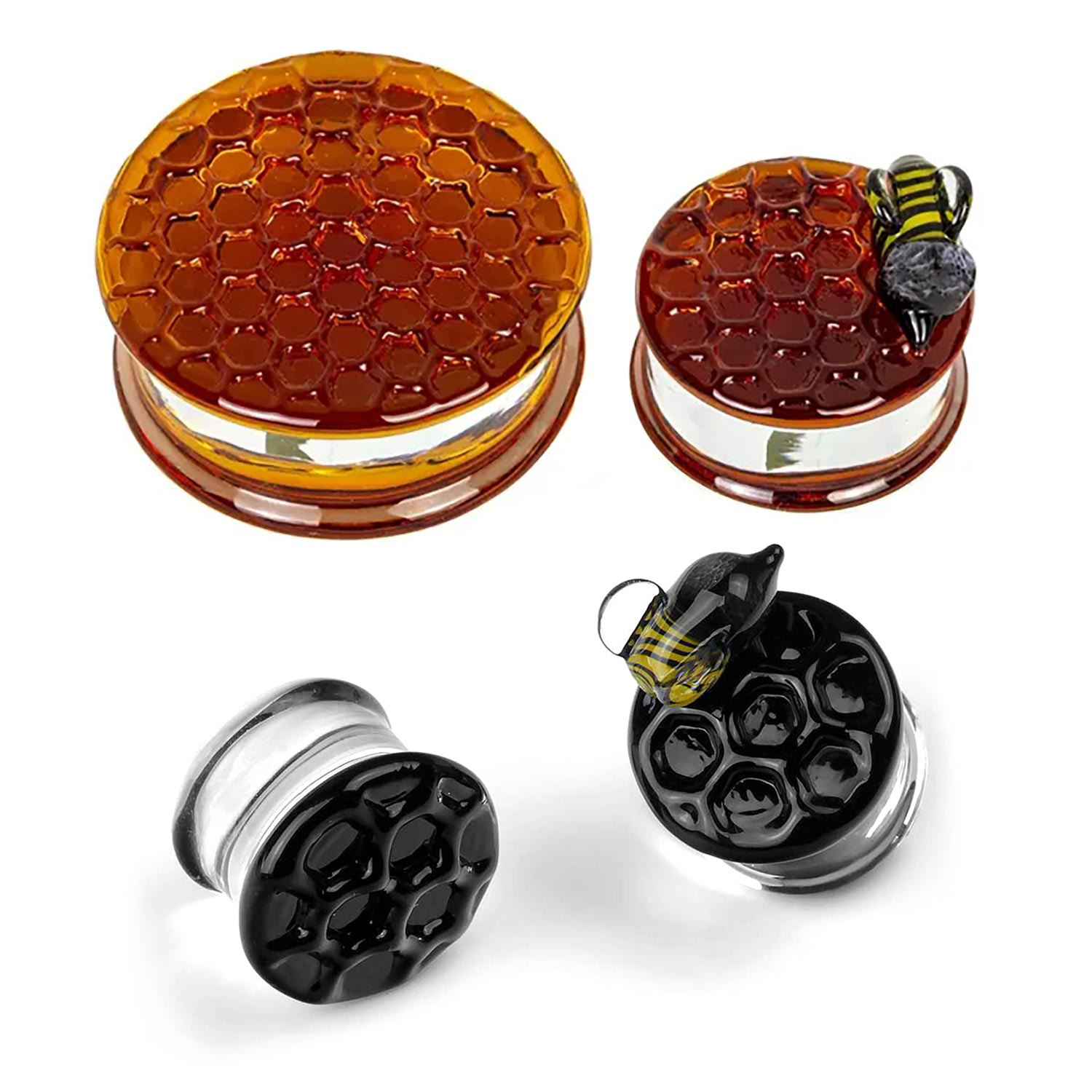 Custom Order Honeycomb Texture Plug With One Bee