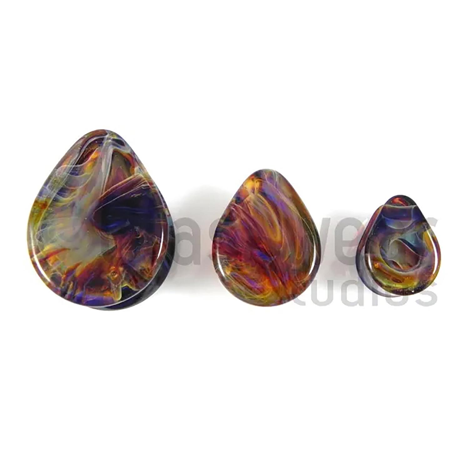 Custom Order Amber Purple Pyrex Borostone Teardrop Plug