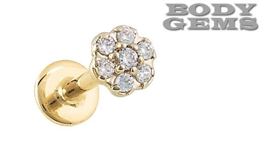 Custom Order 14k Yellow Gold Labret With Flower