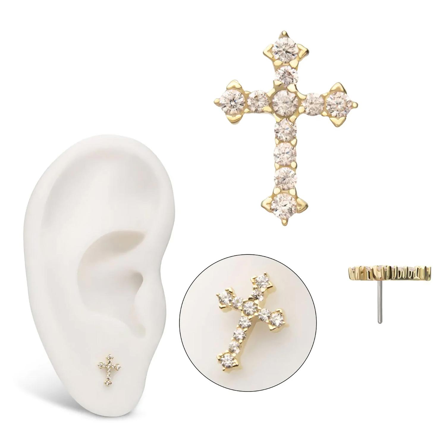 Custom Order 14k Gold Gemmed Antique Cross End