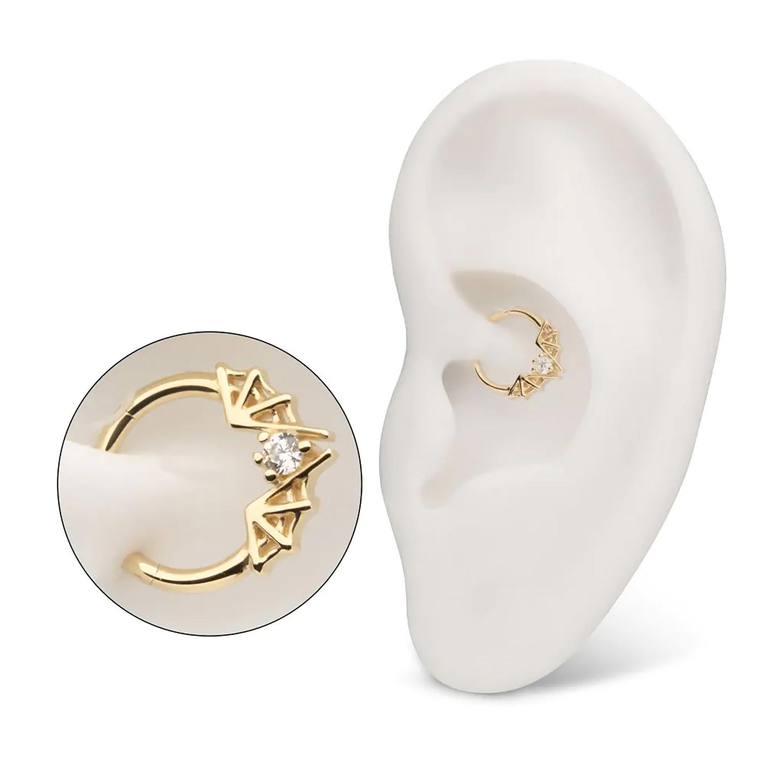 Custom 14k Yellow Gold Septum Clicker With Gemstones