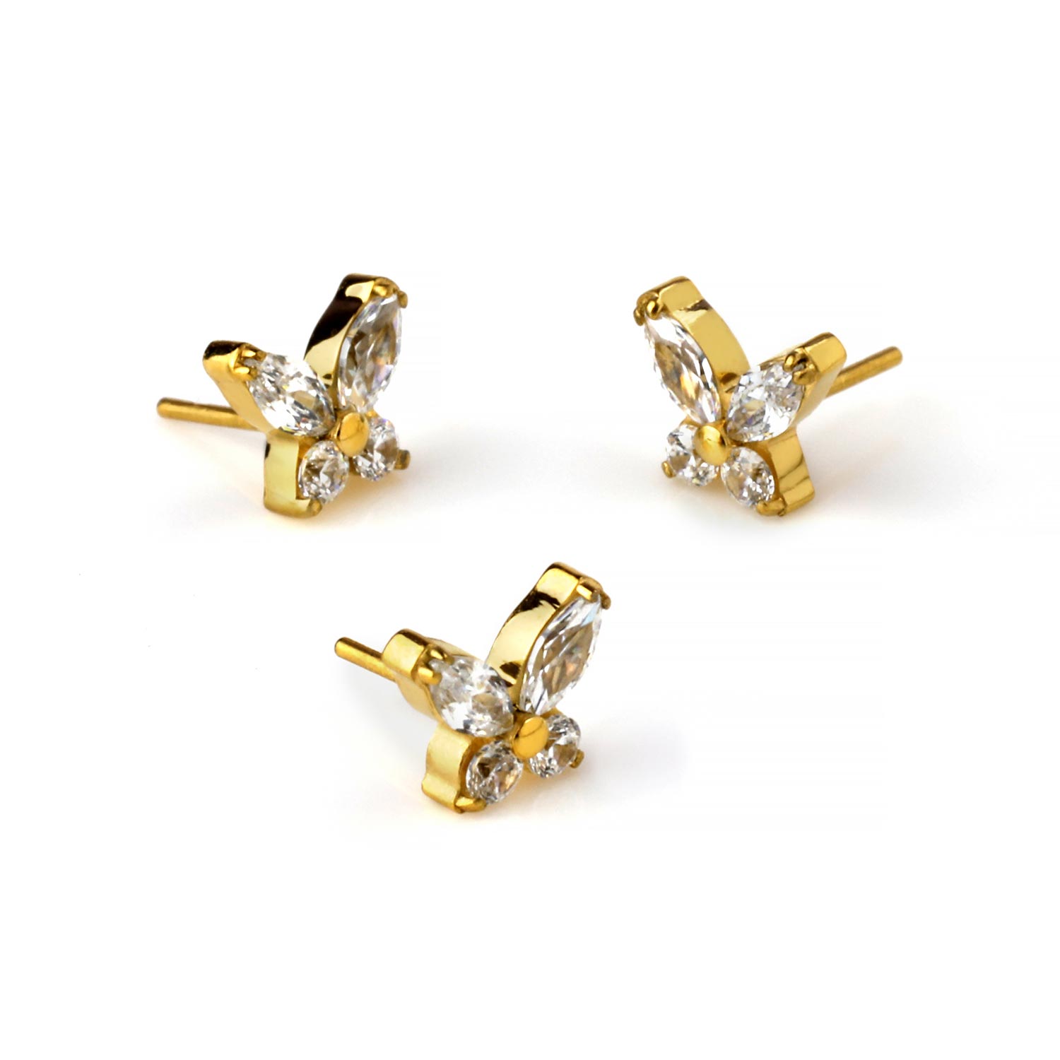 24k Yellow Gold Titanium Butterfly Threadless End