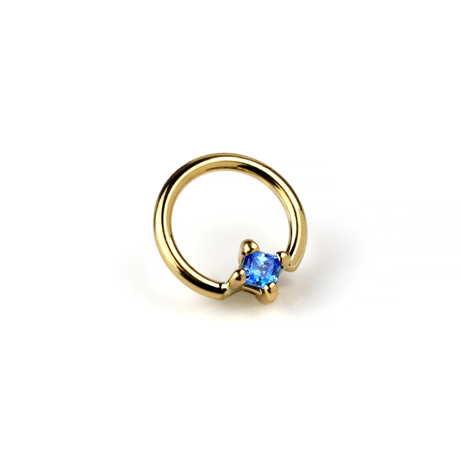 14k Princess Cut Fixed Bead Ring
