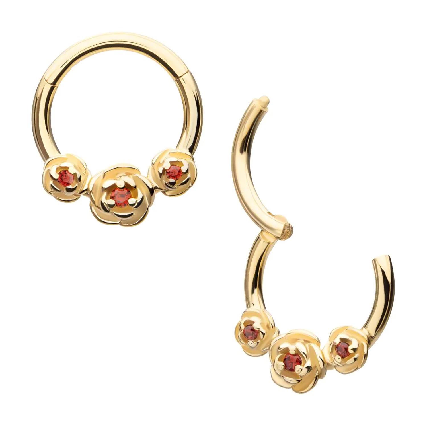 Custom Order 14k Gold Triple Rose Garnet Clicker