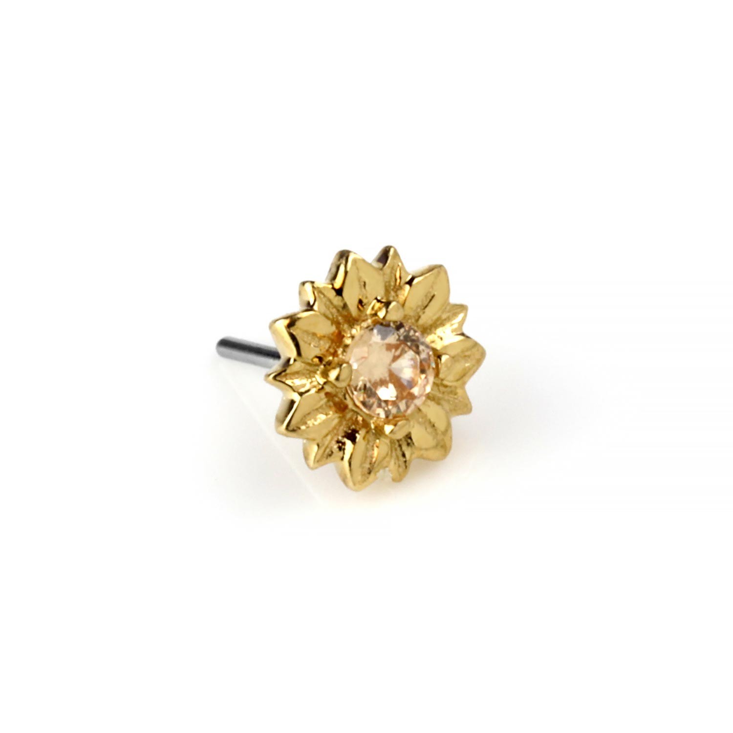 Custom Order 14k Gold Gemmed Sunflower Threadless End