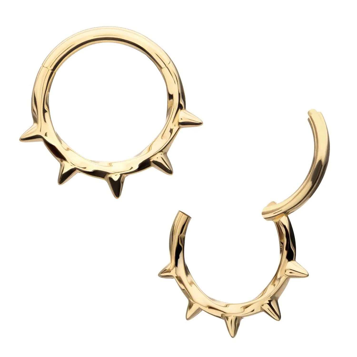 Custom 14k Gold Spike Edge Twisted Hoop Clicker