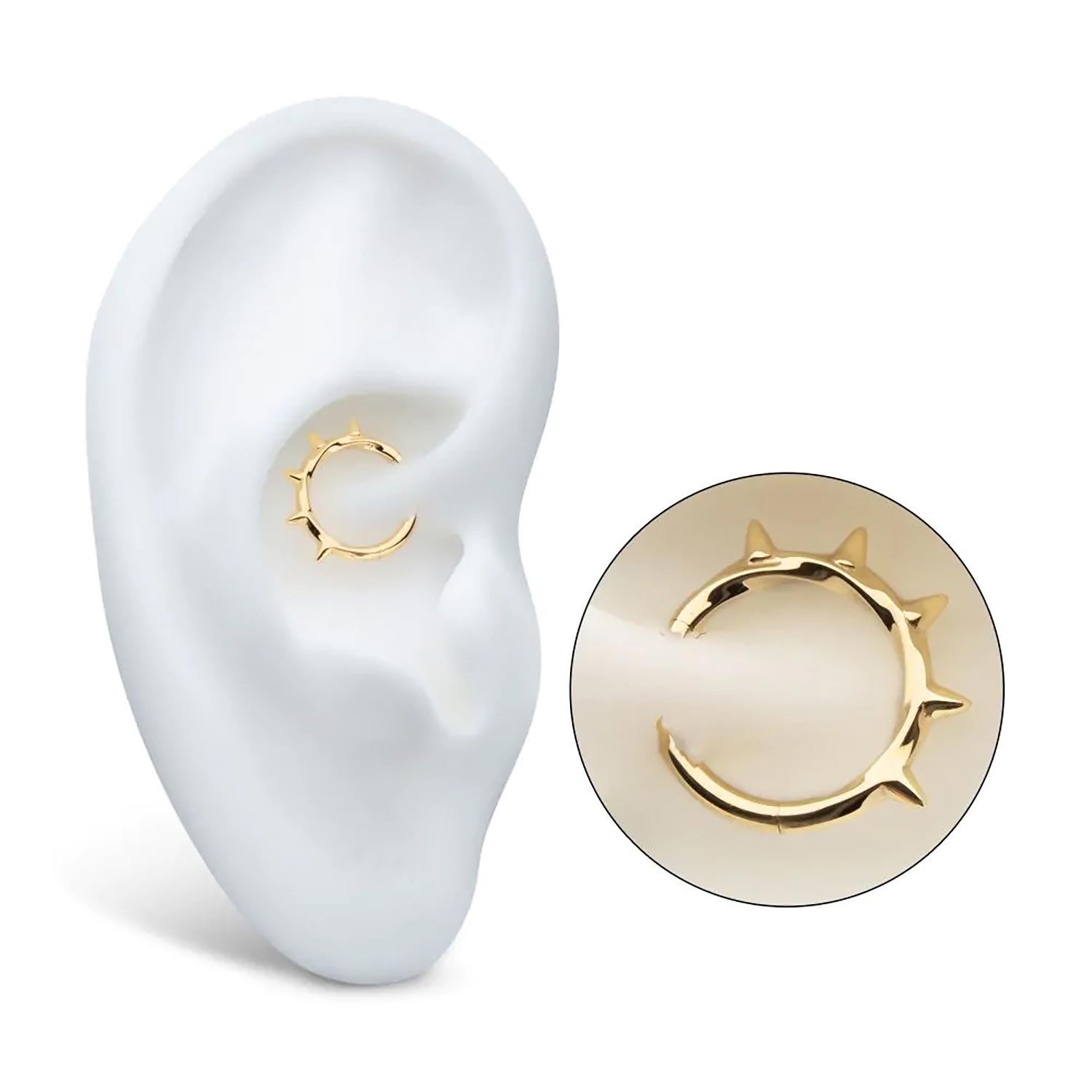 Custom 14k Gold Spike Edge Twisted Hoop Clicker