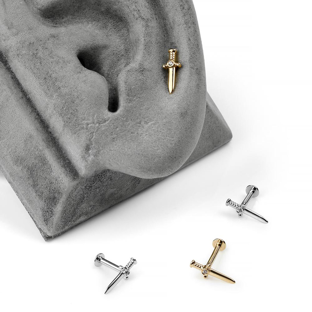 14k Gold Internally Threaded Dagger Labrets