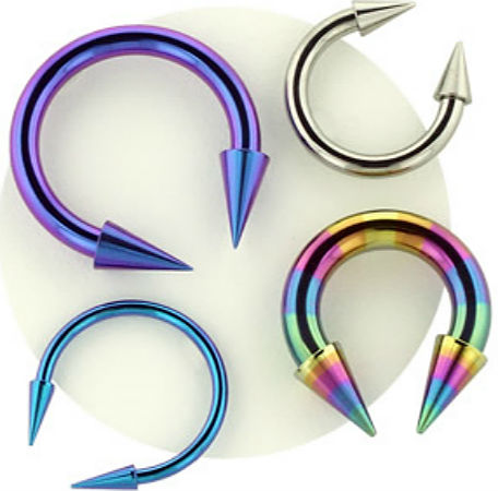 Custom Order Titanium Circular Barbell With Spikes