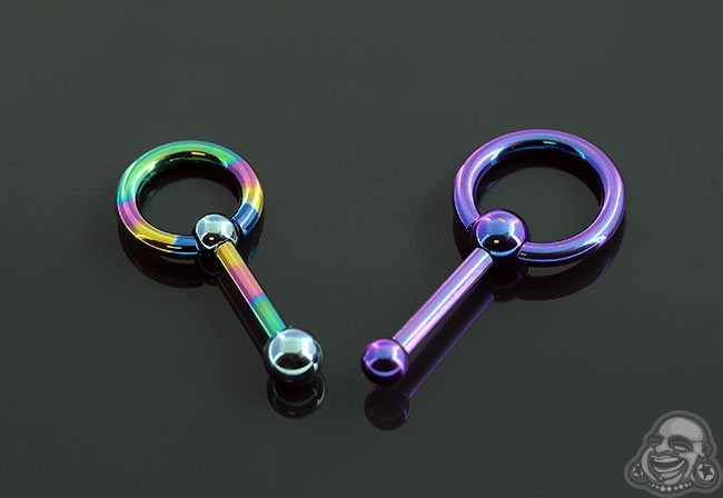 Custom Order Titanium Straight Barbell With Attached Captive Ring