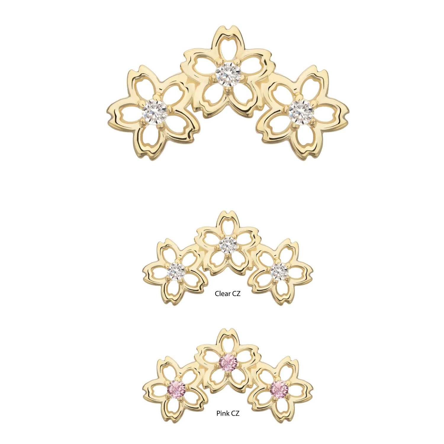 Custom Order 14k Gold Cherry Blossom Cluster Threadless End