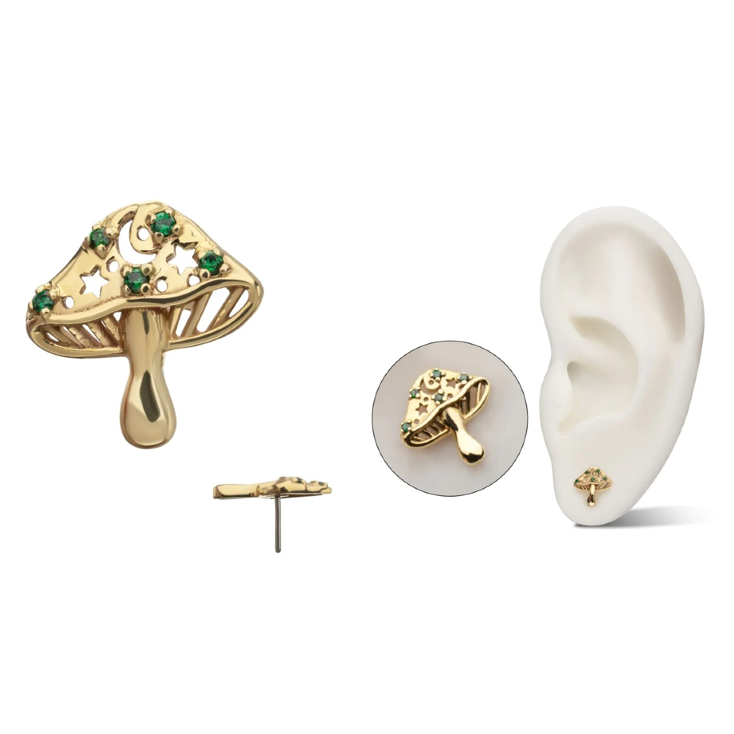 14k Gold Comic Mushroom Threadless End