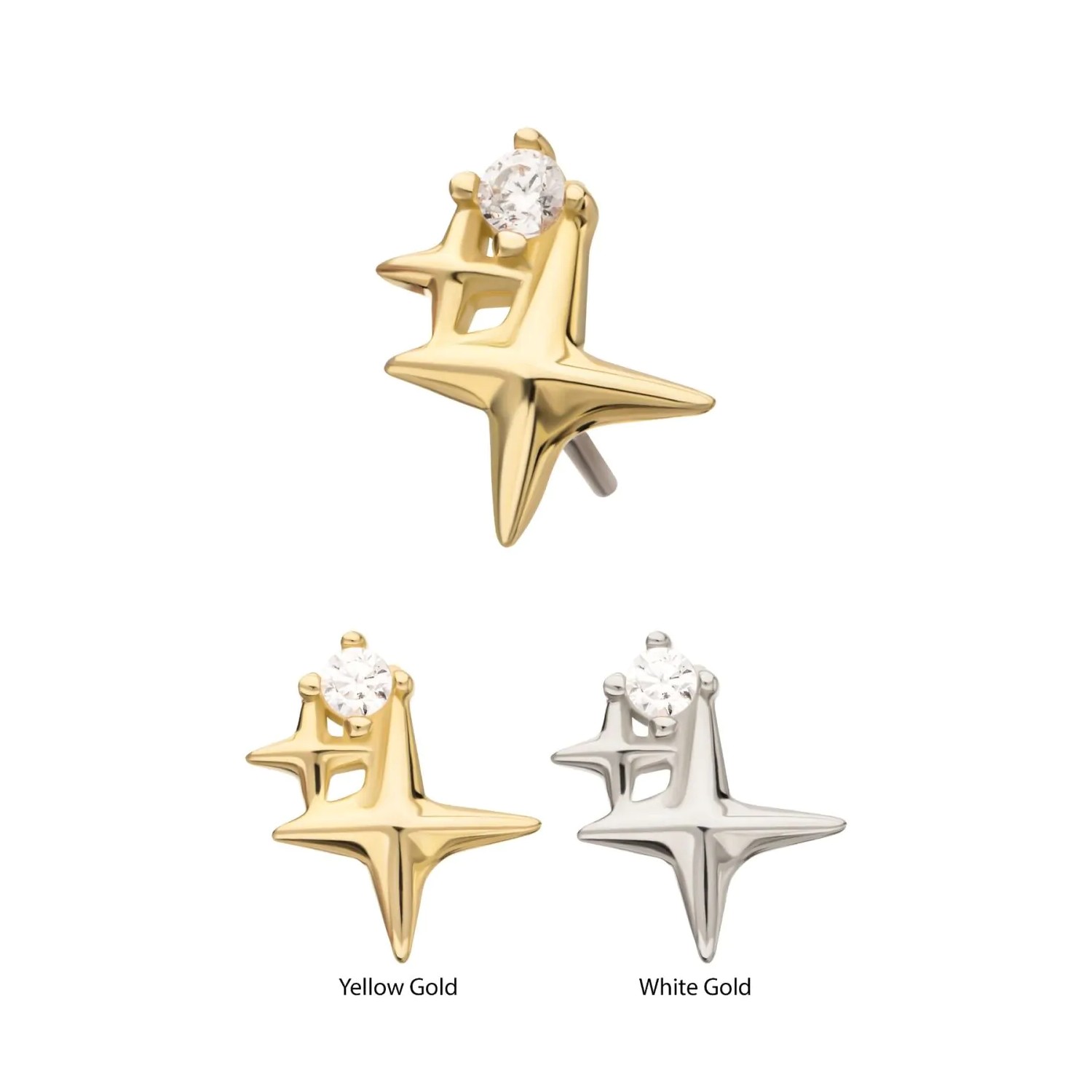Custom Order 14k Gold Double Celestial Star Threadless End