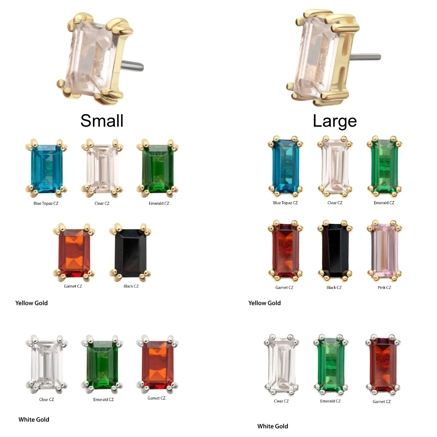 Custom Order 14k Gold Emerald Cut Threadless End