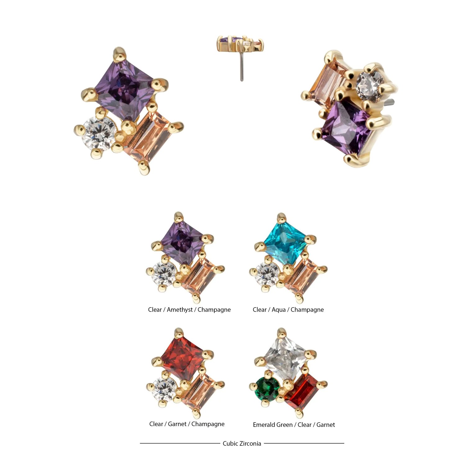 14k Gold Radiant Trio Threadless End