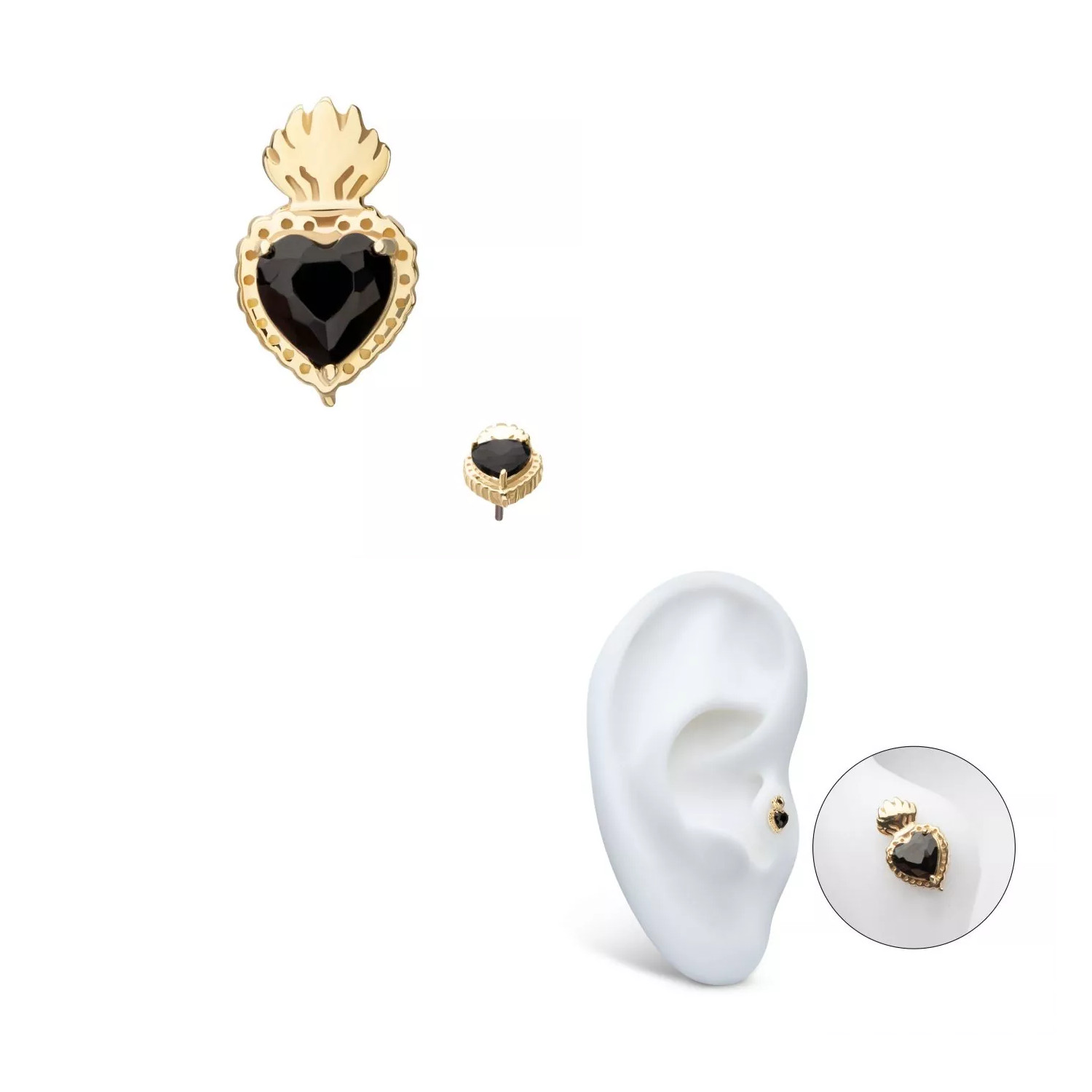 Custom Order 14k Gold Sacred Heart Threadless End